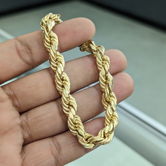 Unbrand | Accessories | Kt Real Gold Rope Bracelet 9mm 8 Inches | Poshmark